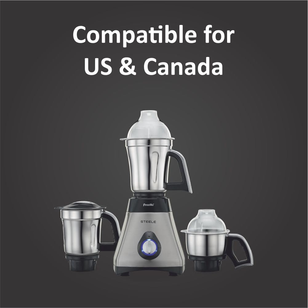 Preethi Steel Mixer Grinder 110V with 3 Jars (Only for US & Canada)
