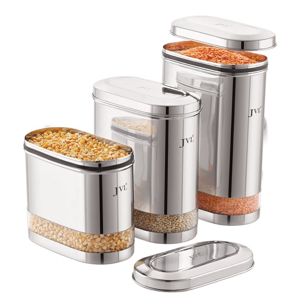 JVL Stainless Steel Kitchen Storage Container, Capsule Shape Galaxy Cl