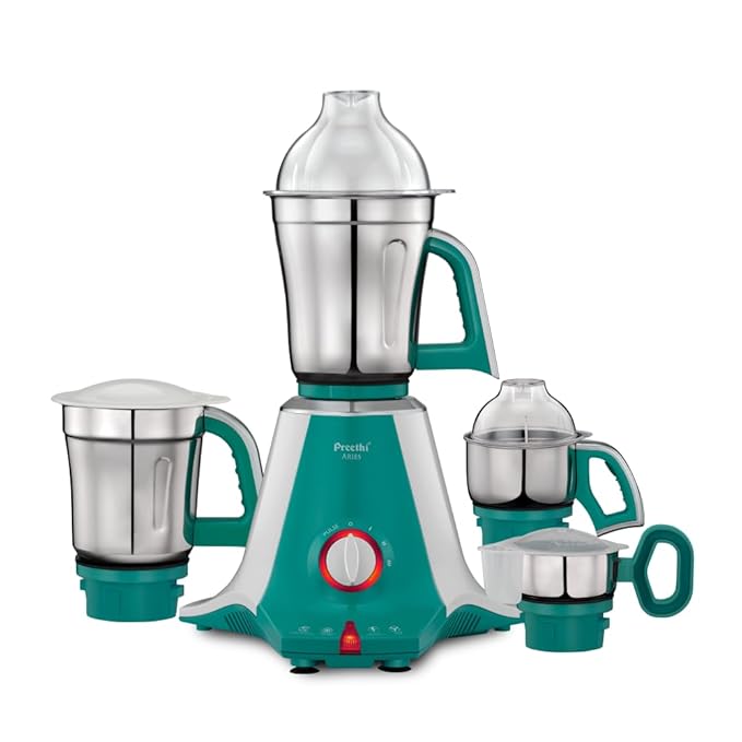 Preethi Aries Mixer Grinder 750 Watt with 4 Jars, 5 Year Warranty (Gre