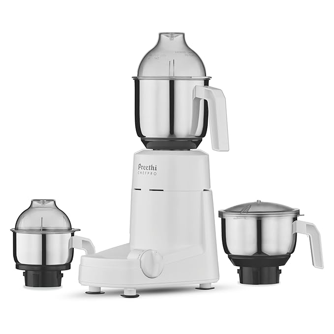 Preethi Chef Pro Mixer Grinder 750 Watt with 3 Jars (White)