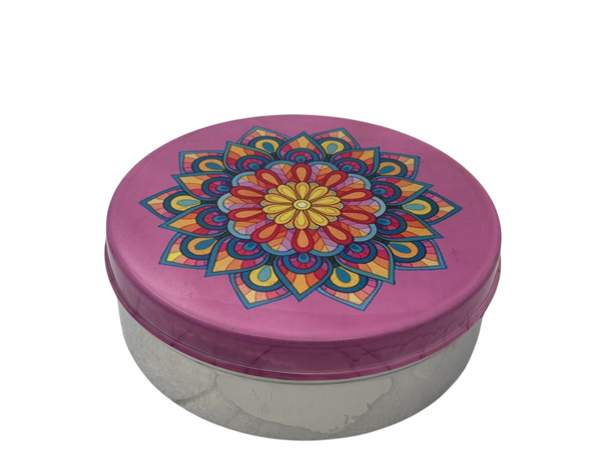 Stainless Steel Chapati Roti Dabba Box with Mandala Printed Lid